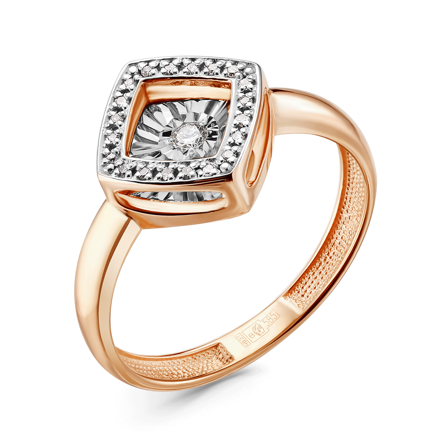 Кольцо, красное золото, 585 проба, бриллиант