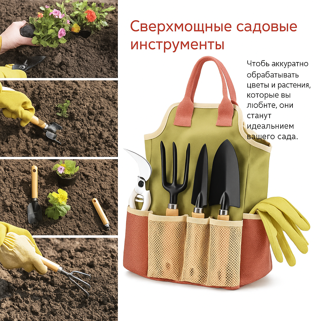 Садовый инвентарь, набор из 9 предметов, сумка для садовых инструментов для улицы