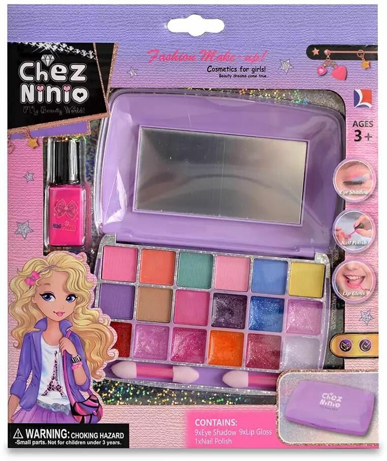 Набор детской косметики КНР тени для век, блески для губ, лаки для ногтей, кисточки