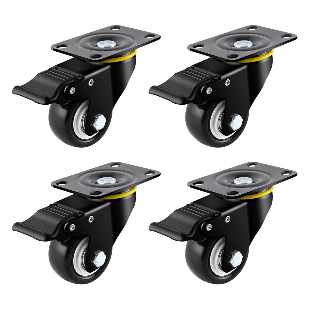 4шт Сверхмощные Пластинчатые Ролики 360-Градусные Полиуретановые Мебельные Ролики Колеса Сайлентблоки Маленькие Ролики Тележки Колеса