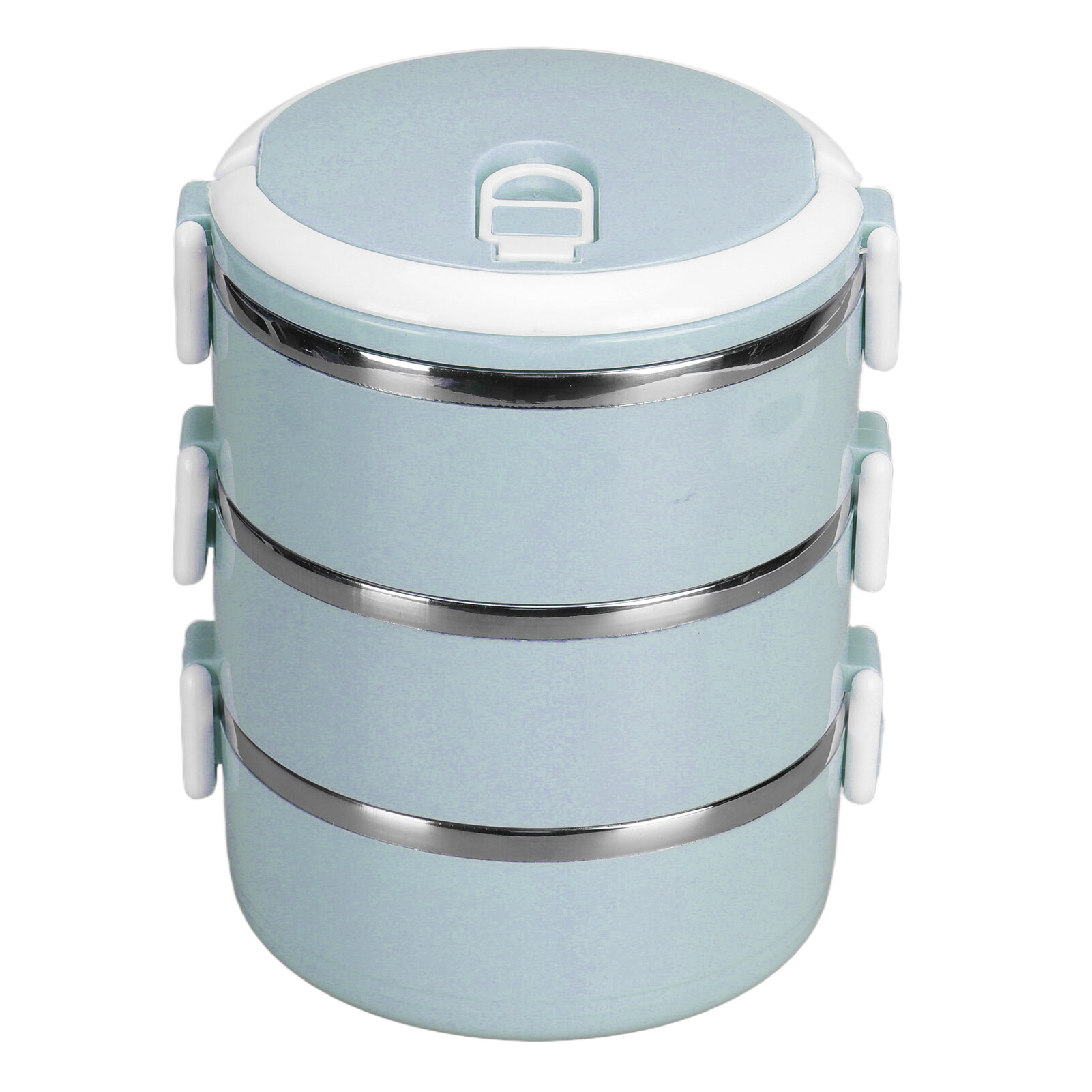 Портативный ланч-бокс Bento из нержавеющей стали 304, термоцилиндр, контейнер для обеда, контейнеры для хранения продуктов питания для школы, офиса, на открытом воздухе, три слоя, скандинавский синий