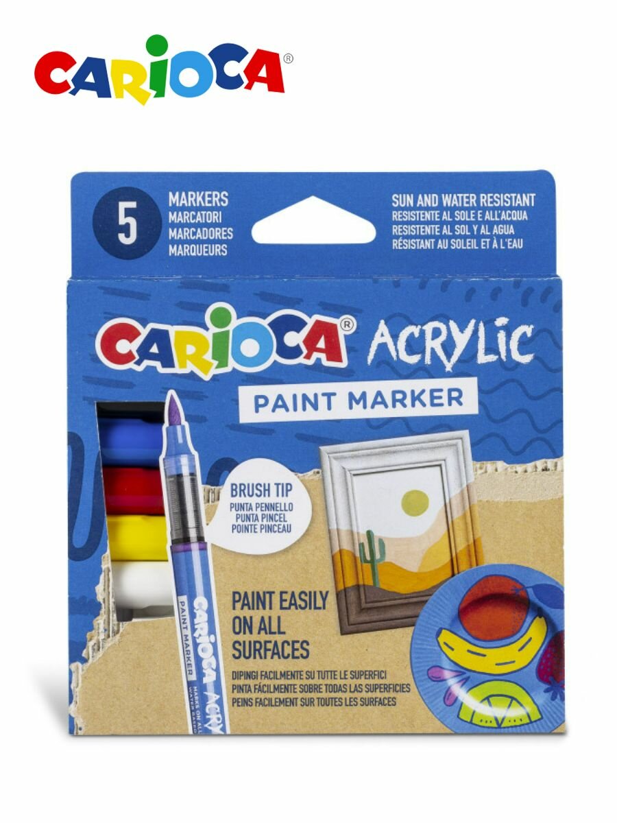 CARIOCA Paint Marker маркер-кисть с чернилами на водной основе, набор 5 цветов 45280