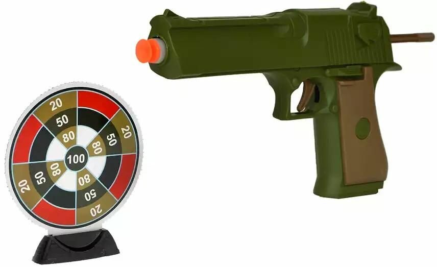 Пистолет детский КНР 2в1 с мягкими пулями и шариками с мишенью