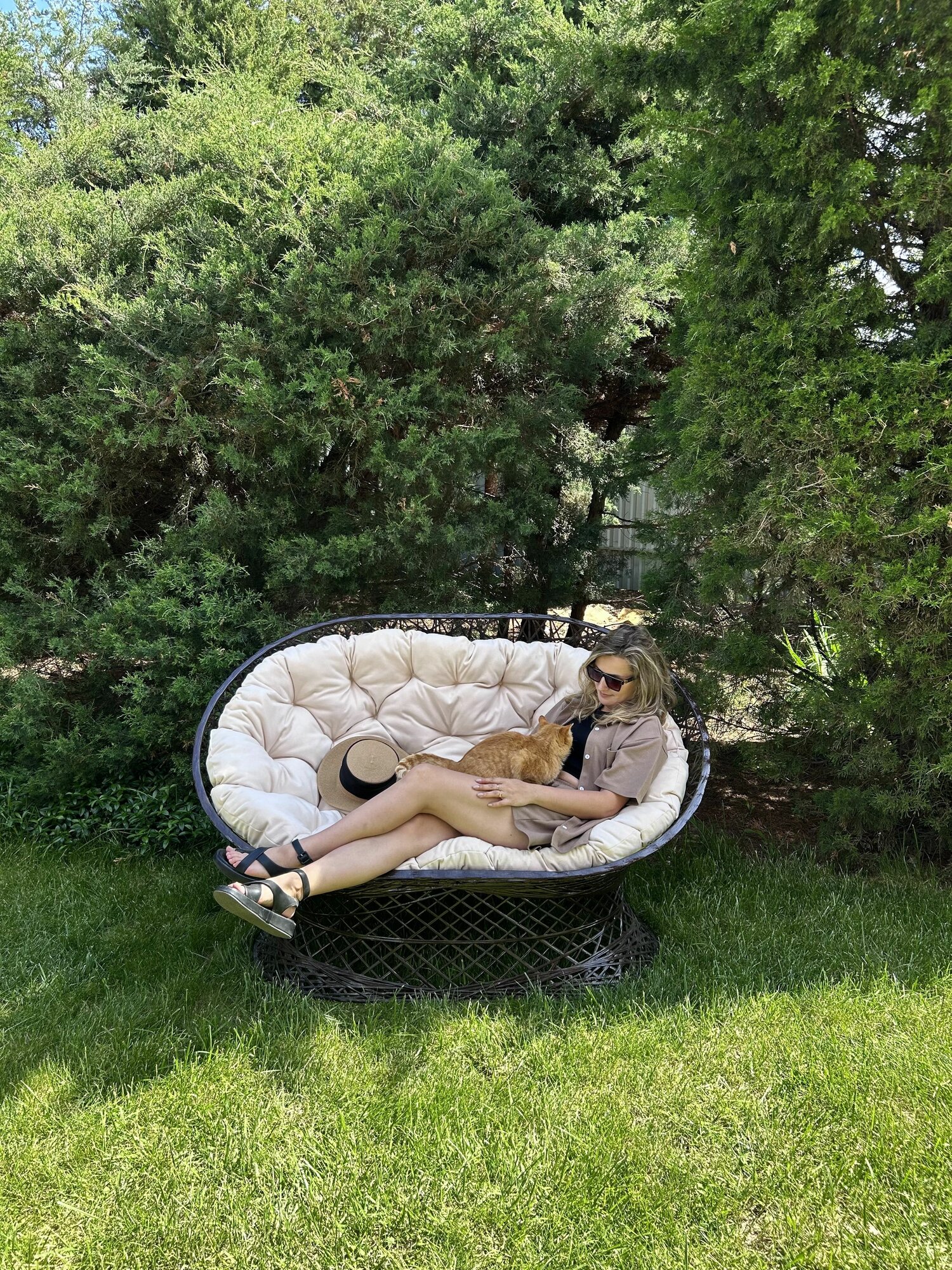 Всепогодный диван мамасан садовый плетёный из ротанга для дома и дачи