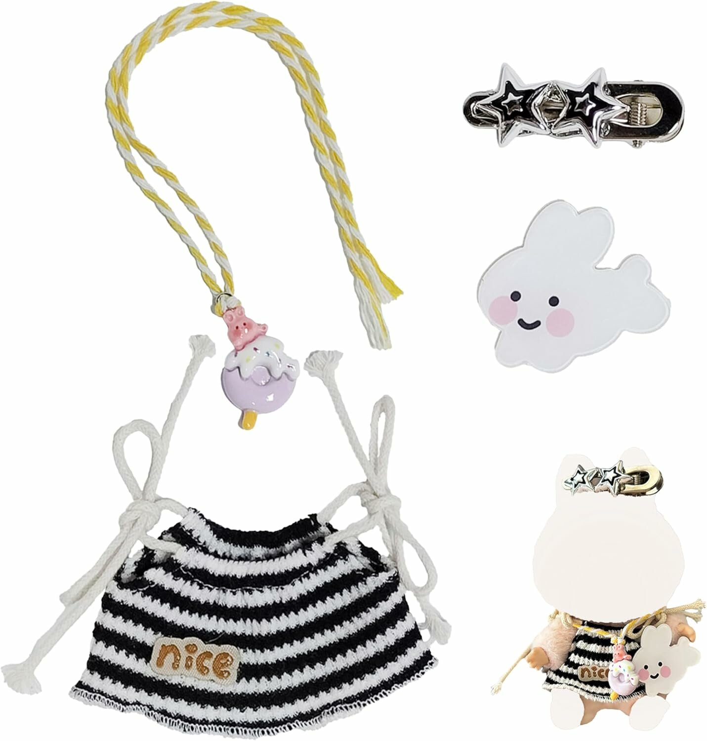 Очаровательный кукольный костюм, 17 см, включая блузку, юбку, молнию