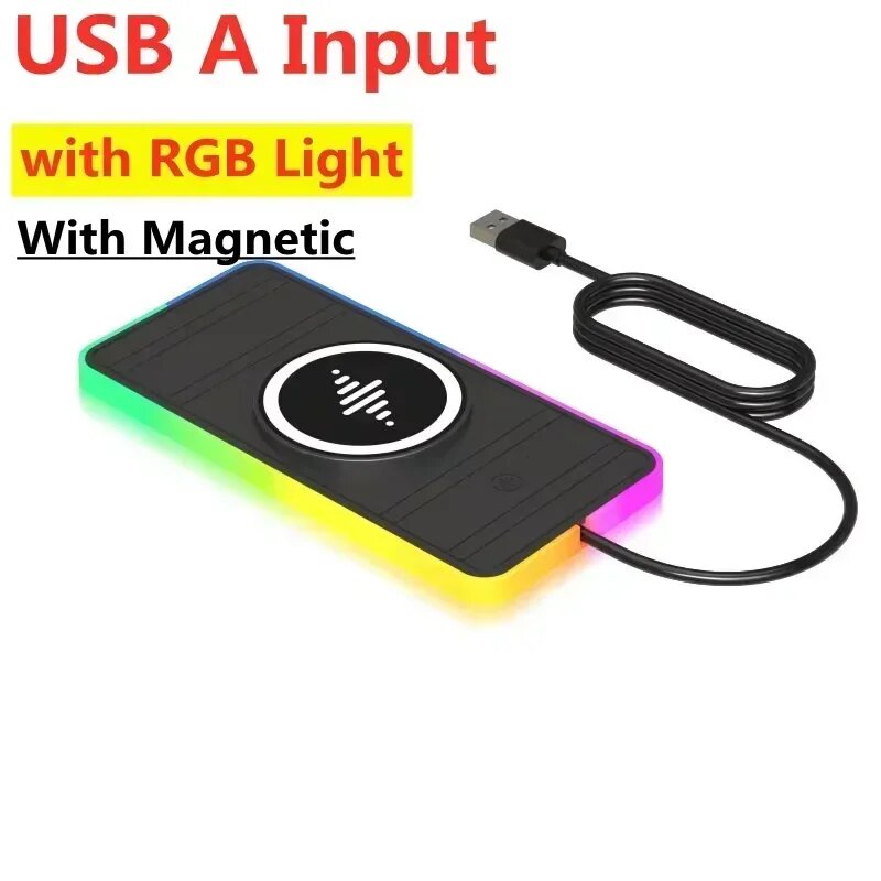 Магнитное автомобильное беспроводное зарядное устройство, подставка для RGB Light USB Input