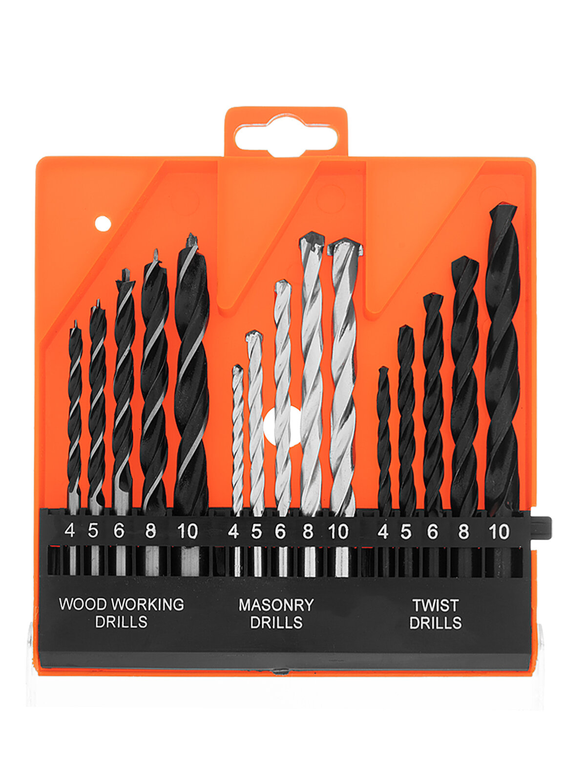 Набор сверл Sparta по бетону металлу, дереву 4-5-6-8-10 мм, 15 шт пласт. бокс, цилин. хвостовик 725085