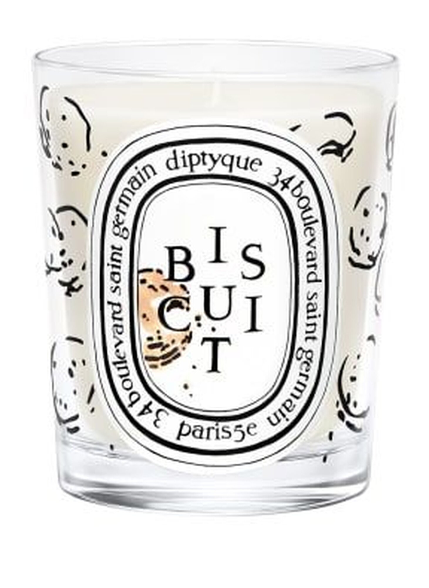 Свеча Diptyque "BISCUIT", в подсвечнике, ароматическая, вес 190 г