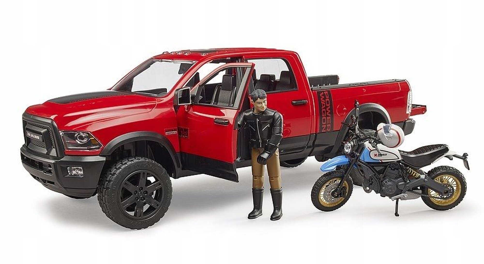 Игрушечный транспорт Bruder - Автомобиль Dodge RAM 2500 Power Wagon с мотоциклом Ducati и фигуркой - Брудер 02502
