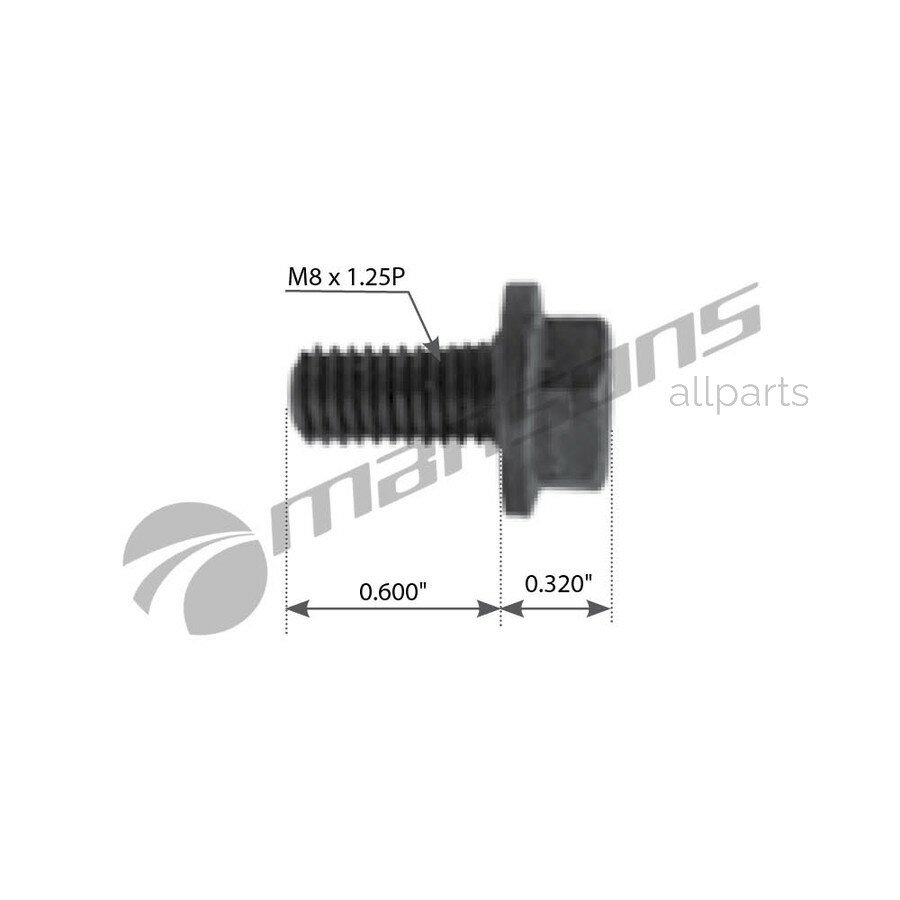 MANSONS 90039411 болт! M8x16 с фланцем\ Volvo FH12(G1/2/3/4), FH16(G1/2/3), FM9(G1/2), FM10(G1), FM12(G1/2/3)