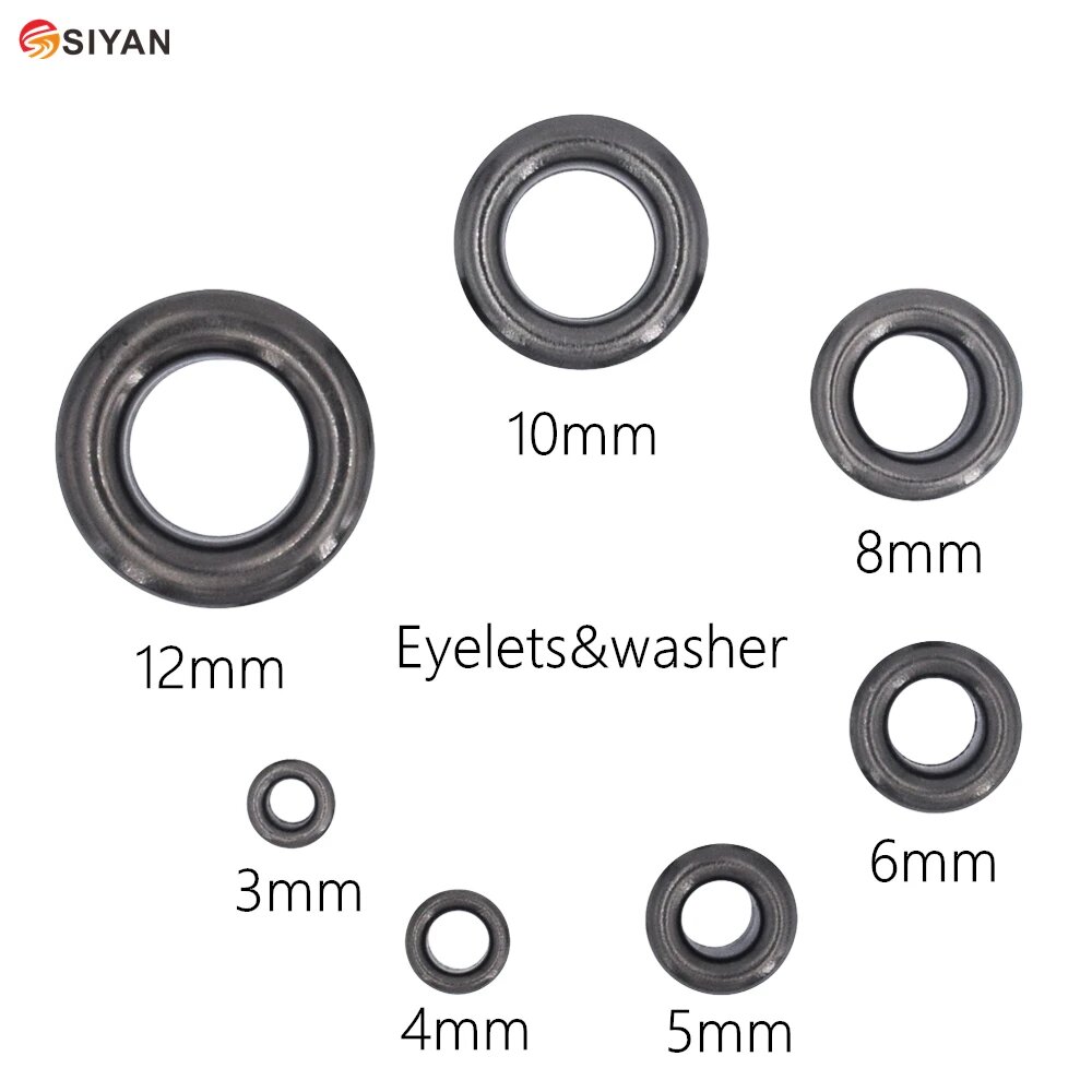 100 комплектов люверсов с прокладками 3-12 мм 8I. Dx14O. Dx8.5H.