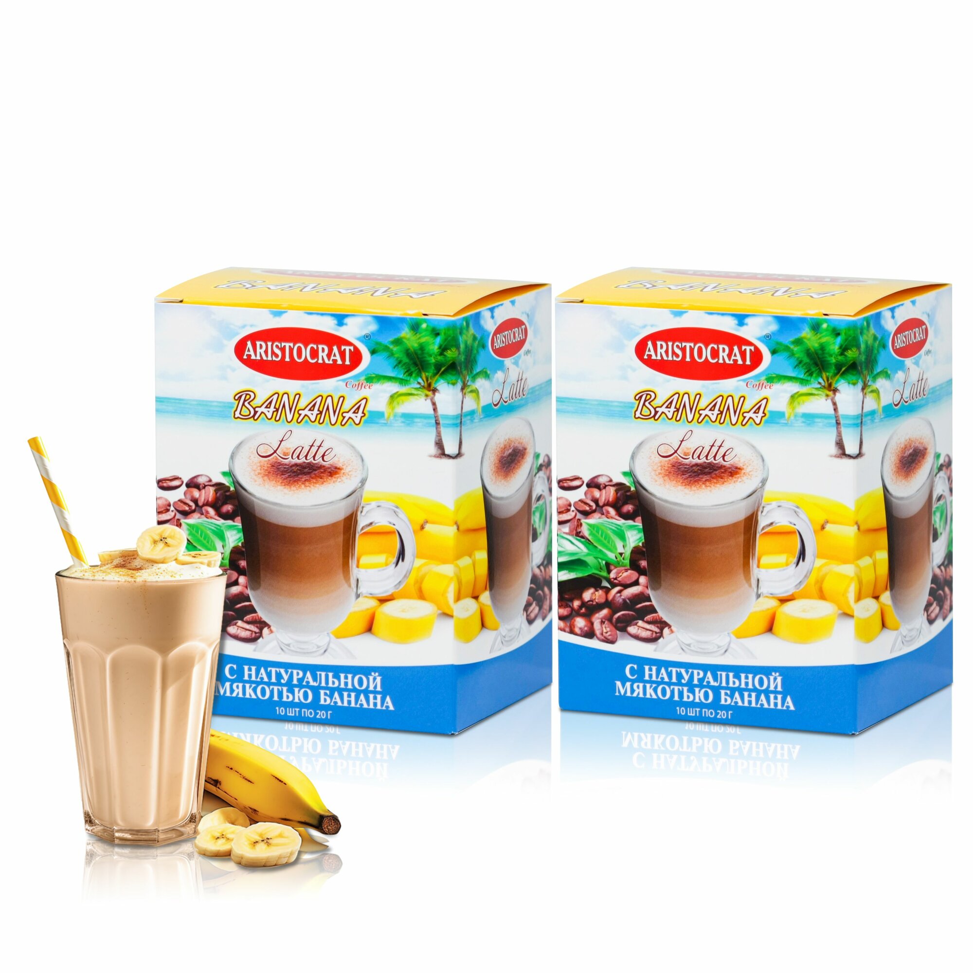 Кофейный напиток растворимый ARISTOCRAT Латте Банановый, 2шт (20 пакетиков)
