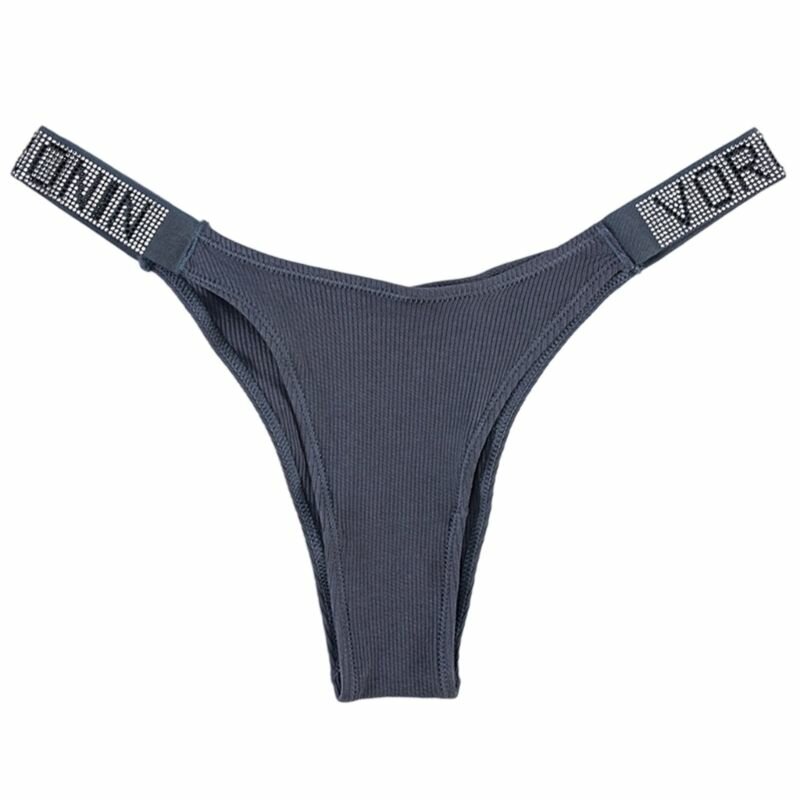 Бесшовные стринги невидимки для женщин, дышащие мягкие трусики с кристаллами, Синий - M