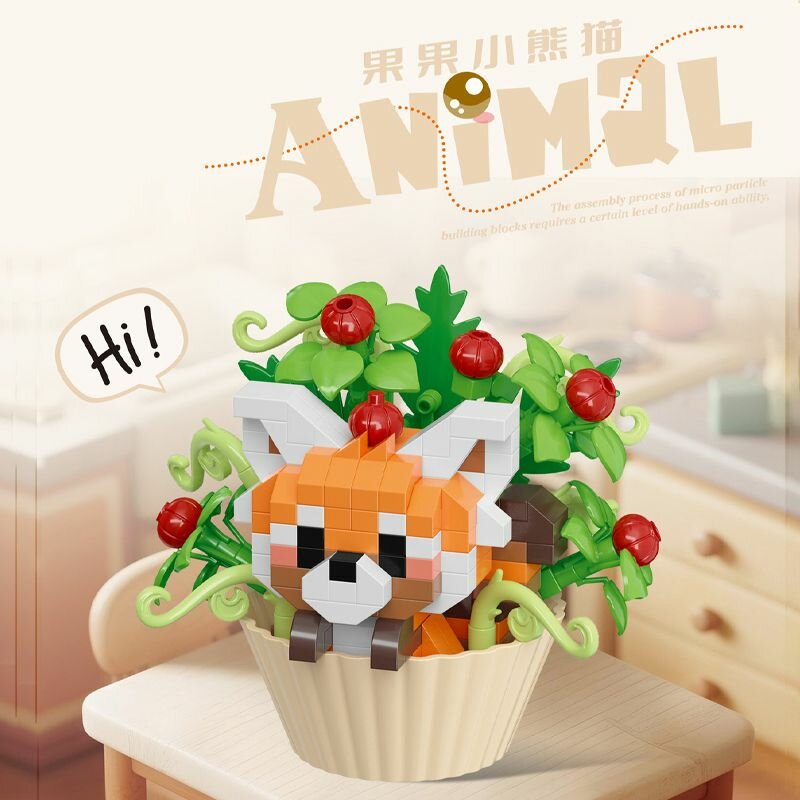 Десертный маленький цветочный горшок с животными, строительные блоки, совместимые, 6 лет + детские игрушки