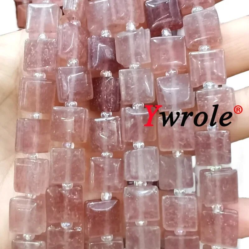 Плоские квадратные бусины из камня YWROLE 10x10 мм Фиолетовый, about 15in 29-30pcs, Strawberry crystal
