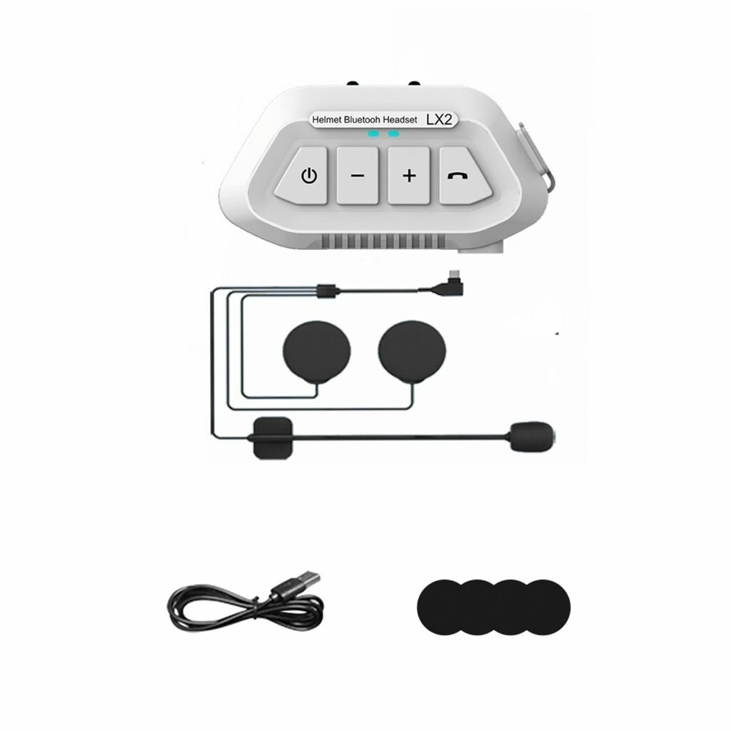Гарнитура для мотоциклетного шлема LX2, полный шлем, полушлем, длительное время автономной работы, водонепроницаемая гарнитура всадника-белая твердая пшеница