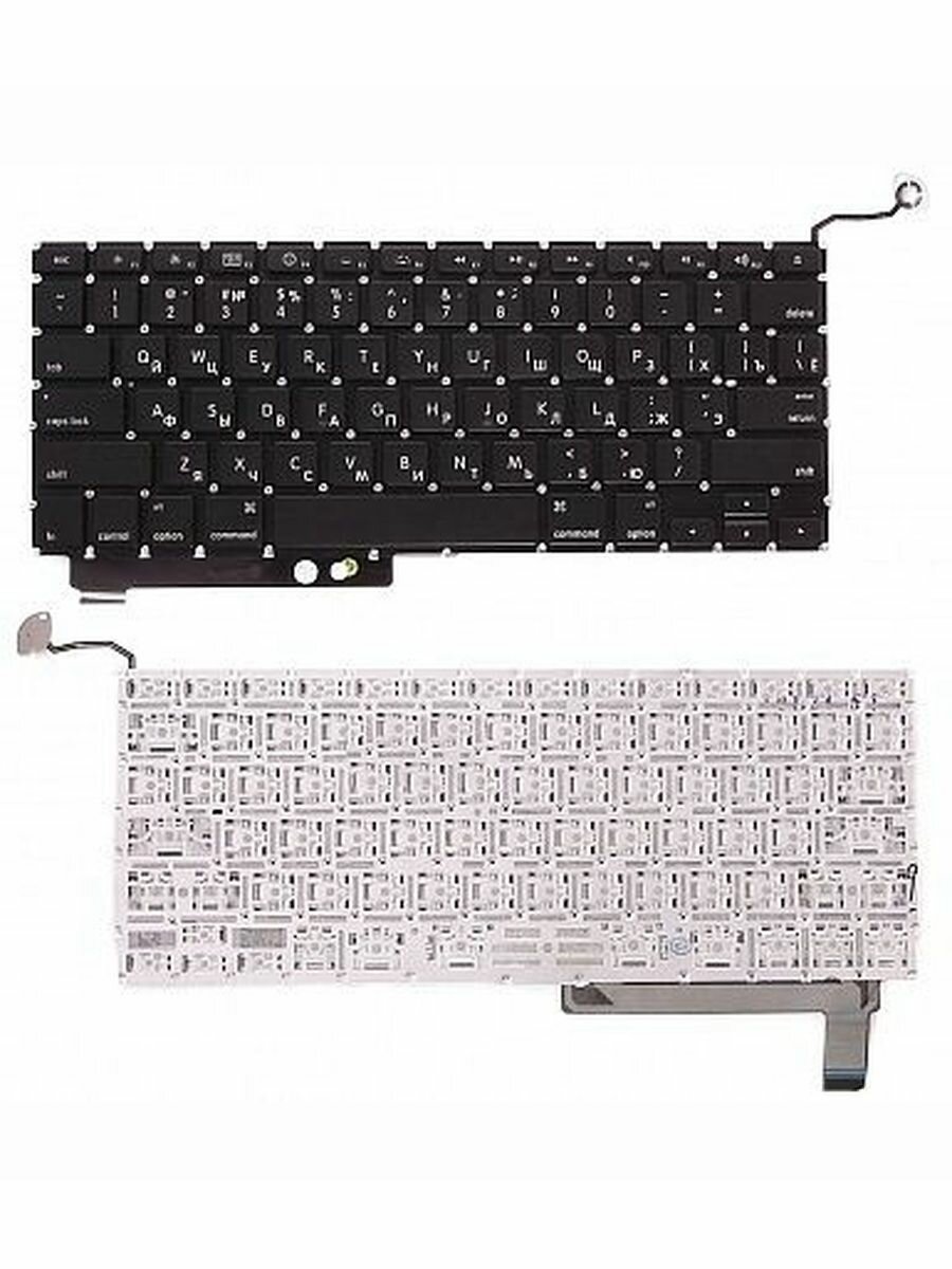 Клавиатура для ноутбука Apple MacBook A1286 с SD черная, плоский Enter