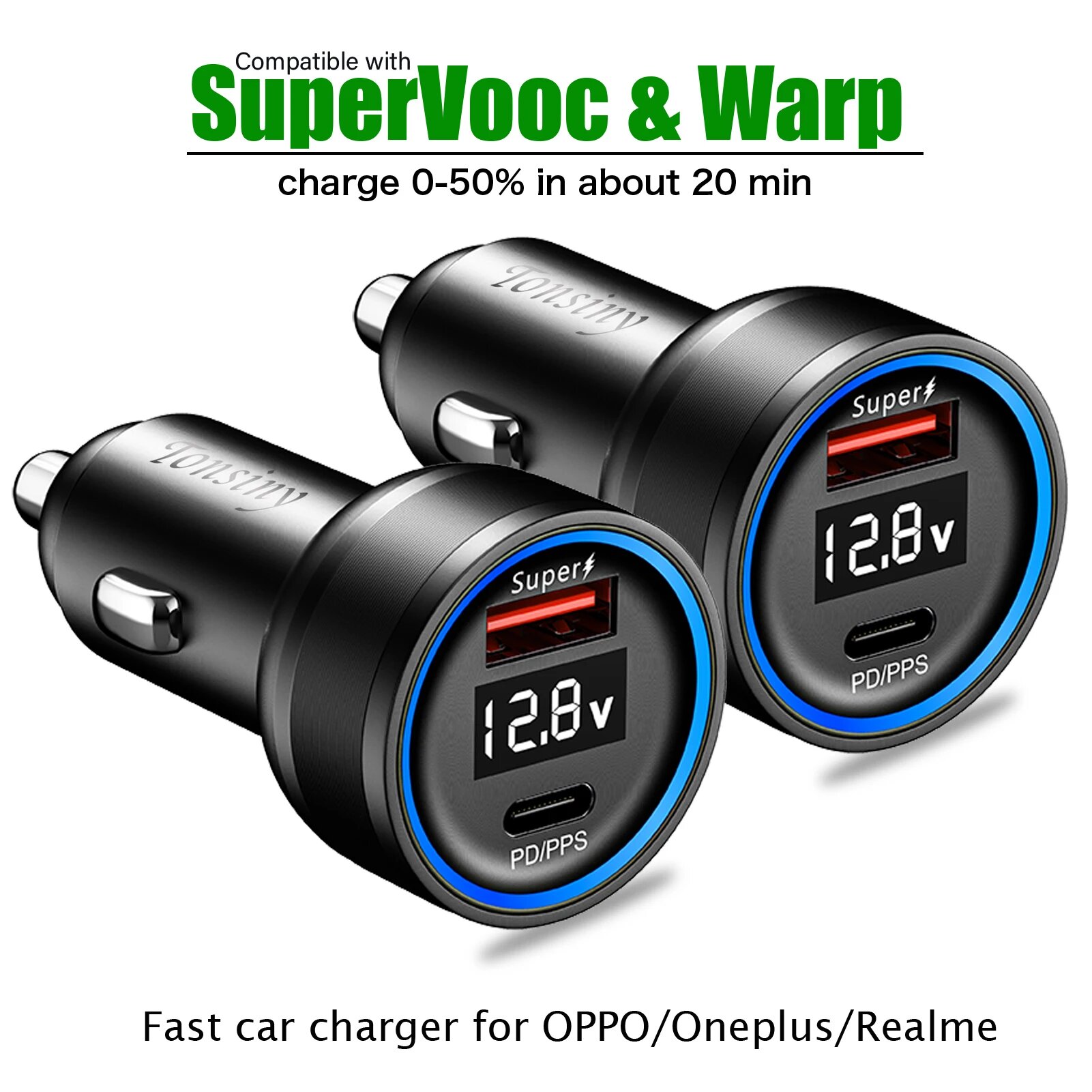 Автомобильное Зарядное Устройство SuperDart 80W Для Oneplus 12 10T OPPO Realme - 2 pack car charger