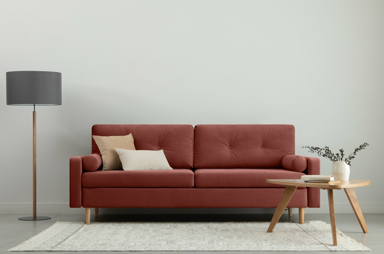 Диван прямой раскладной Divan.ru Динс Велюр Терракотовый 218х95х90 см, спальное место 195х144 см, велюр, терракотовый