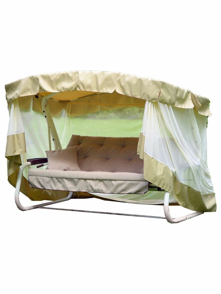 Качели садовые взрослые 3 местные Olsa Саванна с1454, раскладные, с москитной сеткой и тентом, нагрузка до 260 кг