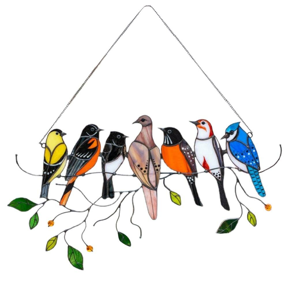 Витражные украшения в виде птиц, оконные завесы, подвеска в виде птицы для украшения дома, украшения для окон скворечника