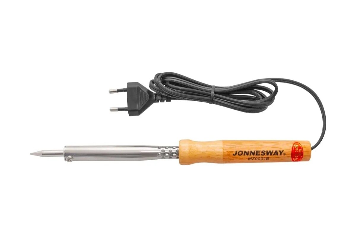 Паяльник электрический с деревянной рукояткой Jonnesw MZ0001B, 46368, 220V, стержень 7 мм, 80W