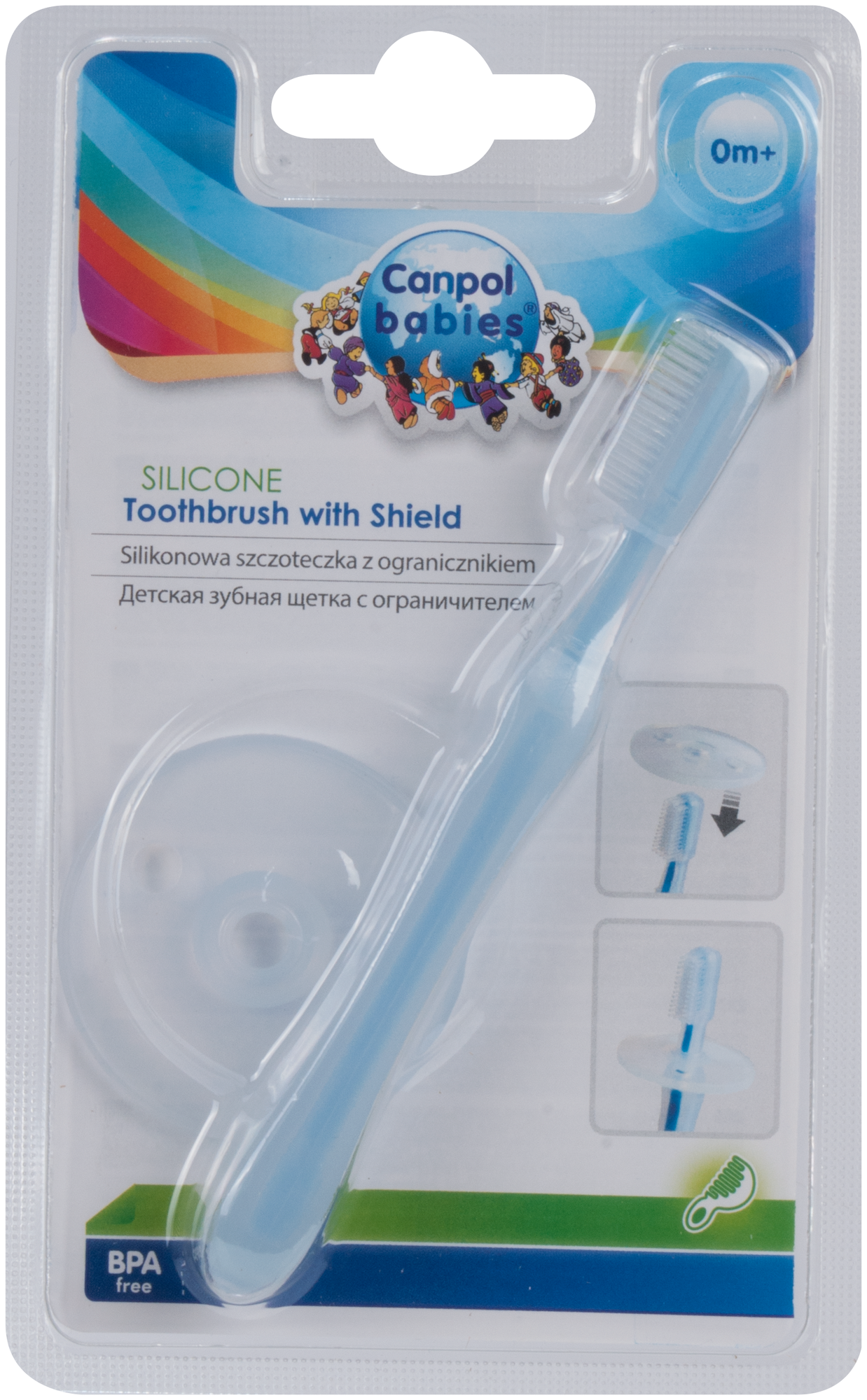 Зубная щетка Canpol Babies, для детей, мягкая, с ограничителем, голубая