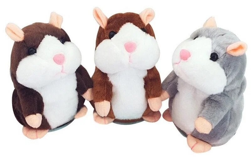 Плюшевый говорящий Хомяк повторюшка / интерактивная игрушка, цвет ассорти