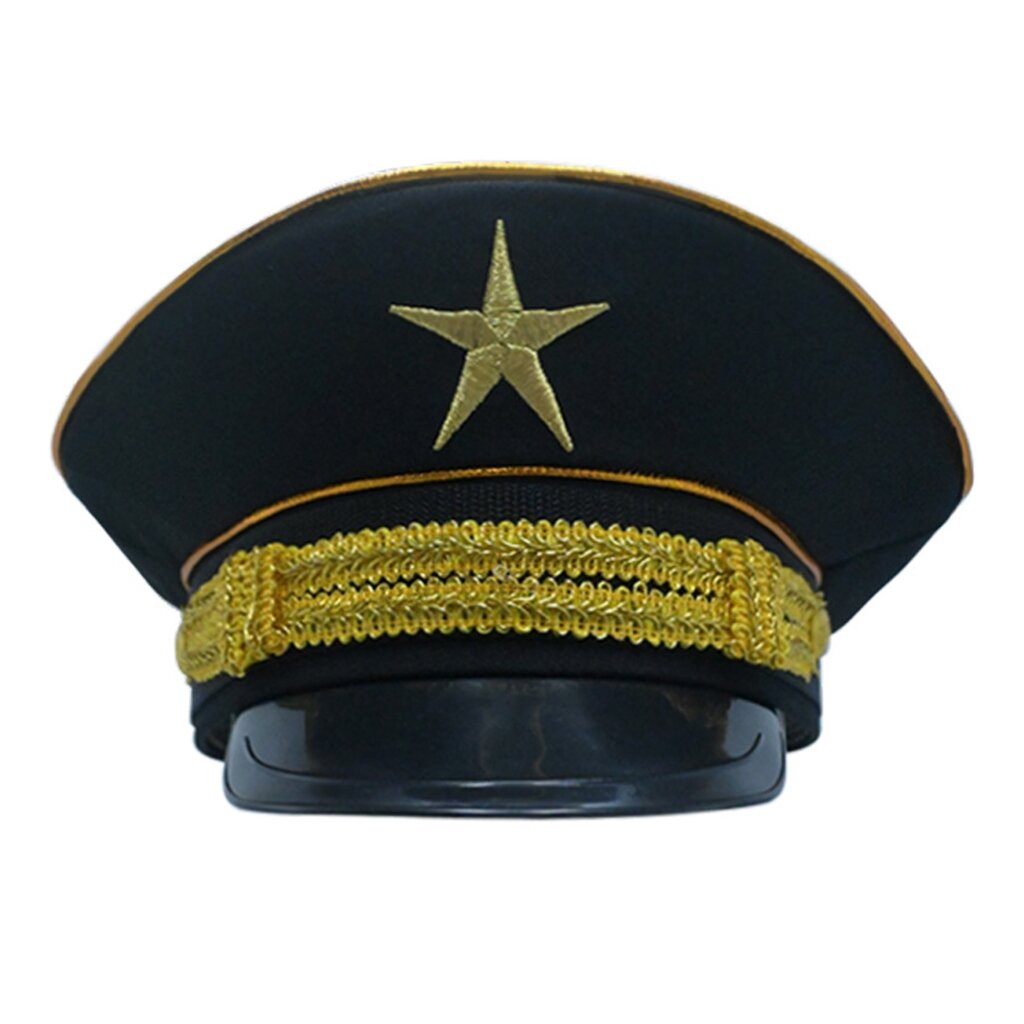 Полицейская Шляпа В Стиле Милитари С Золотой Звездой На Деталях Практичная Удобная Шляпа Для Косплея Из Полиэстера Для Костюма Для Ролевых Игр