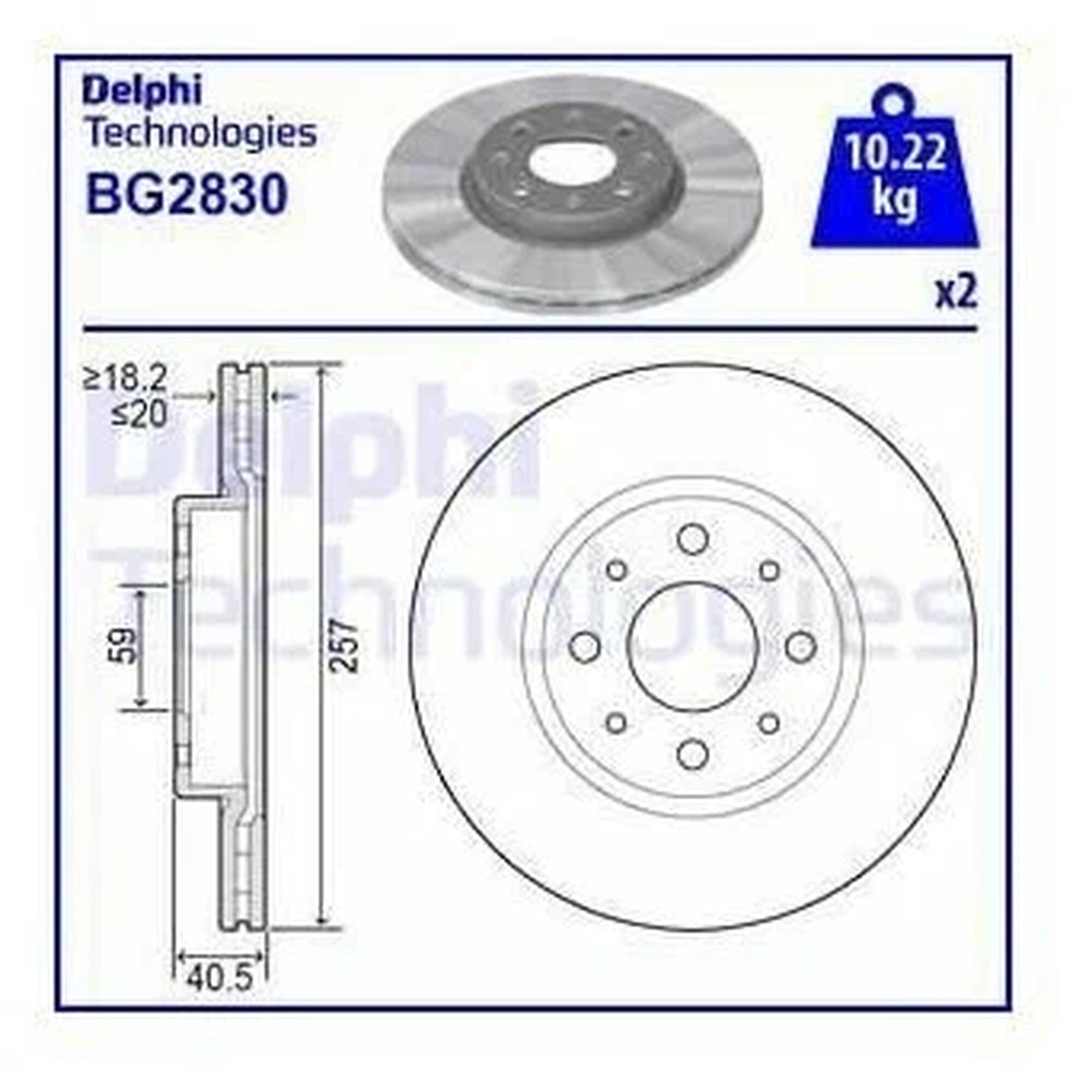 Тормозной диск DELPHI BG2830, для Fiat Punto, передний, вентилируемый, серый чугун