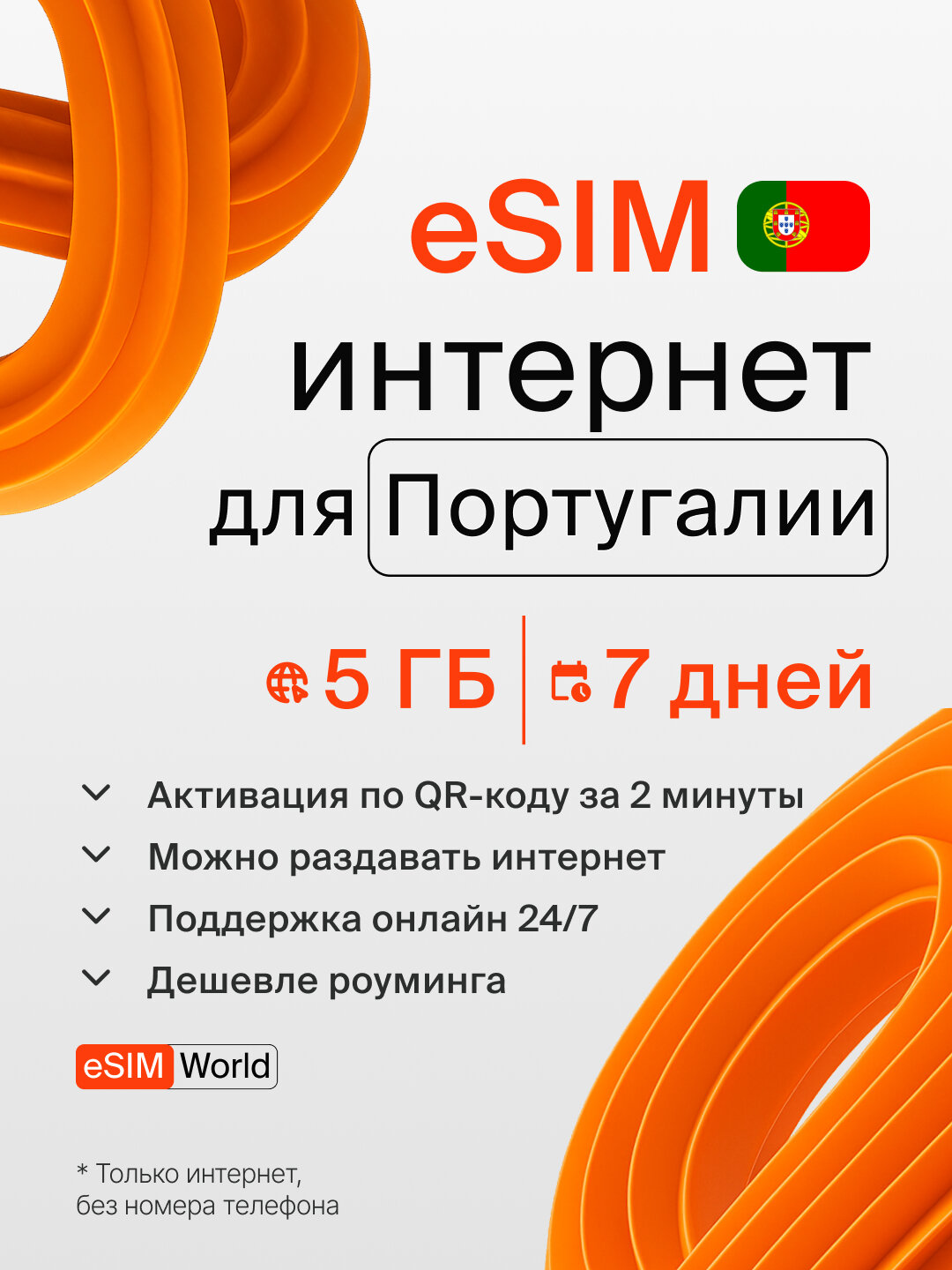 5 ГБ / 7 дней: Туристическая eSIM Португалия комфортный интернет в путешествии