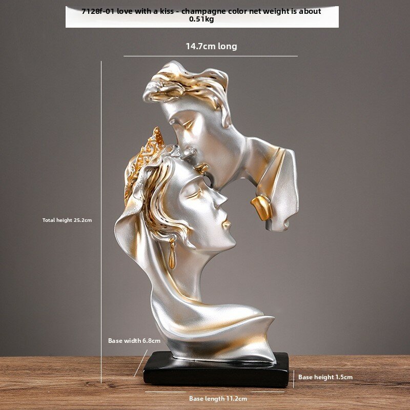 Artistic resin sculpture for living room display gift for loved ones and friends silver