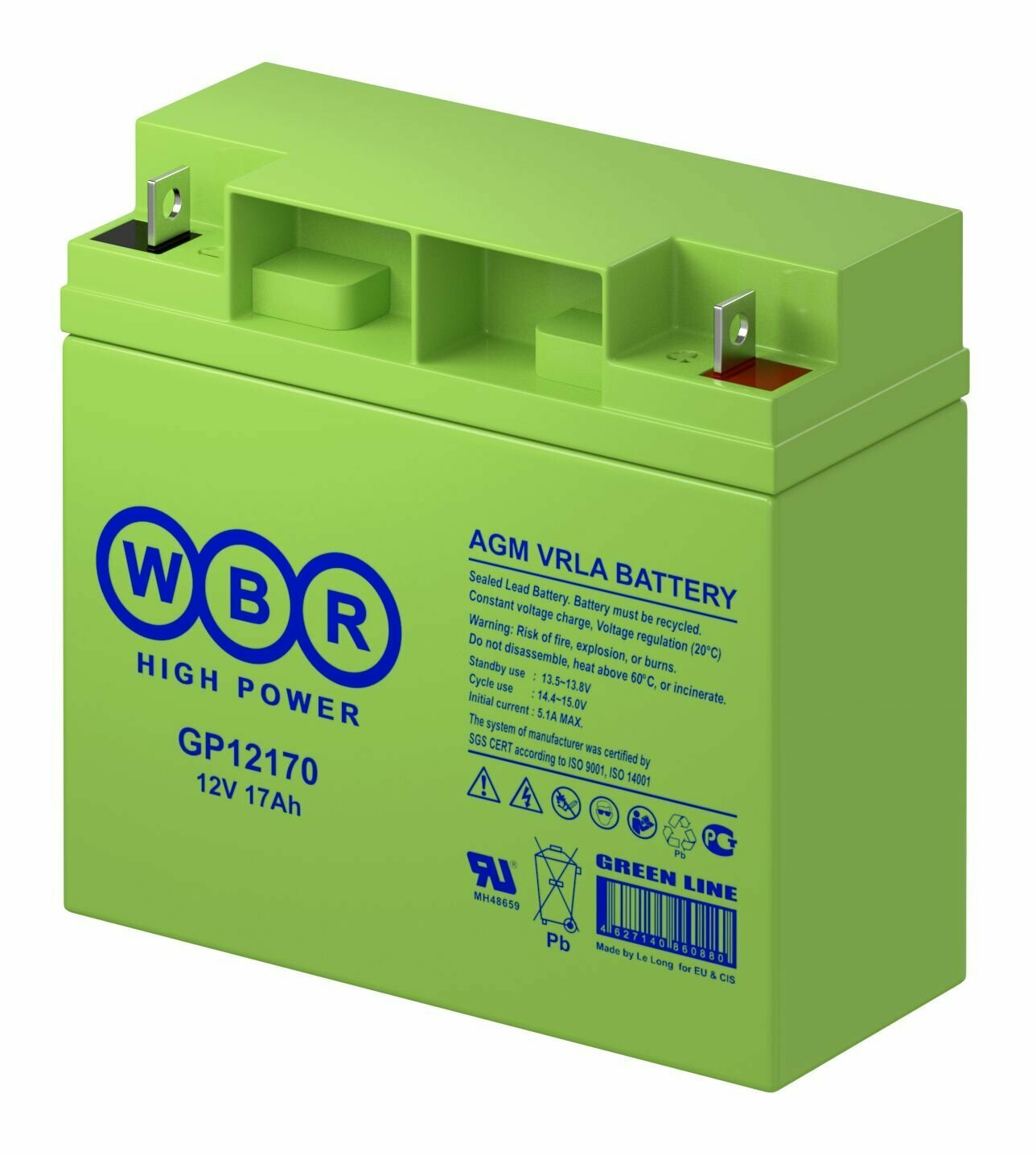 Аккумулятор для ИБП WBR GPL12400 12В, 40 Ач, герметичный свинцово-кислотный