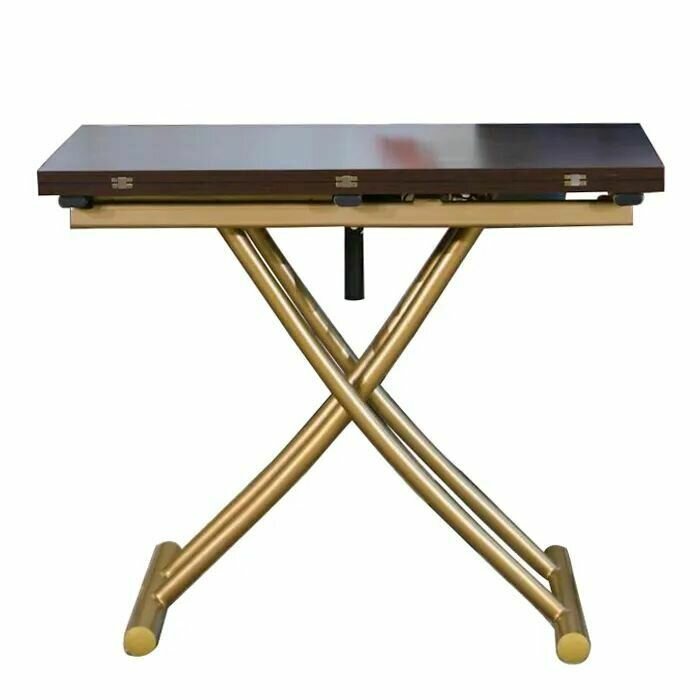 Стол-трансформер В2442 темный орех (позолоченные ножки), 45/90x100x76 см, лмдф