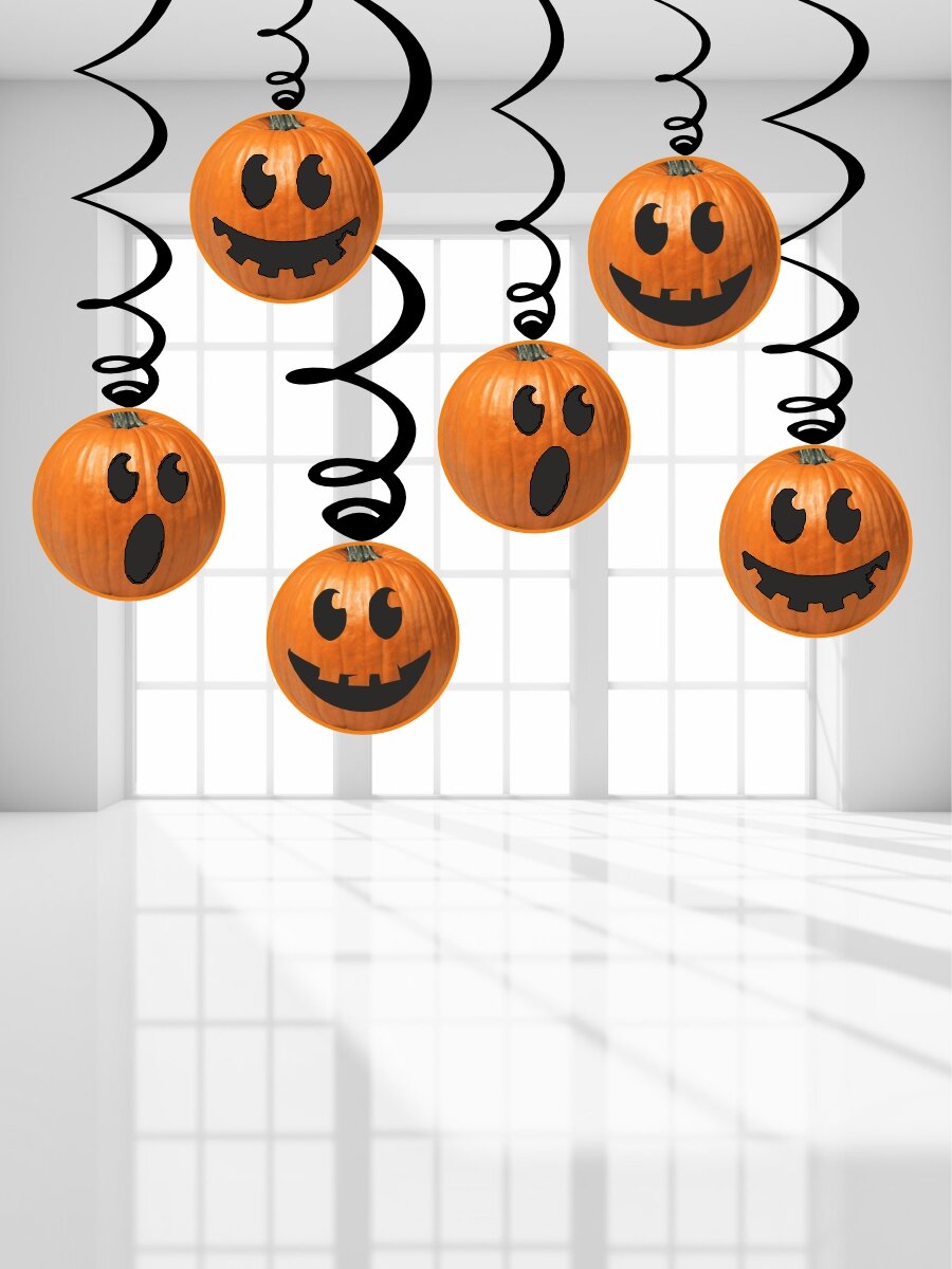 Спираль Декор Тыквы, 6 шт. для украшения помещения на праздник Осени, Хэллоуин