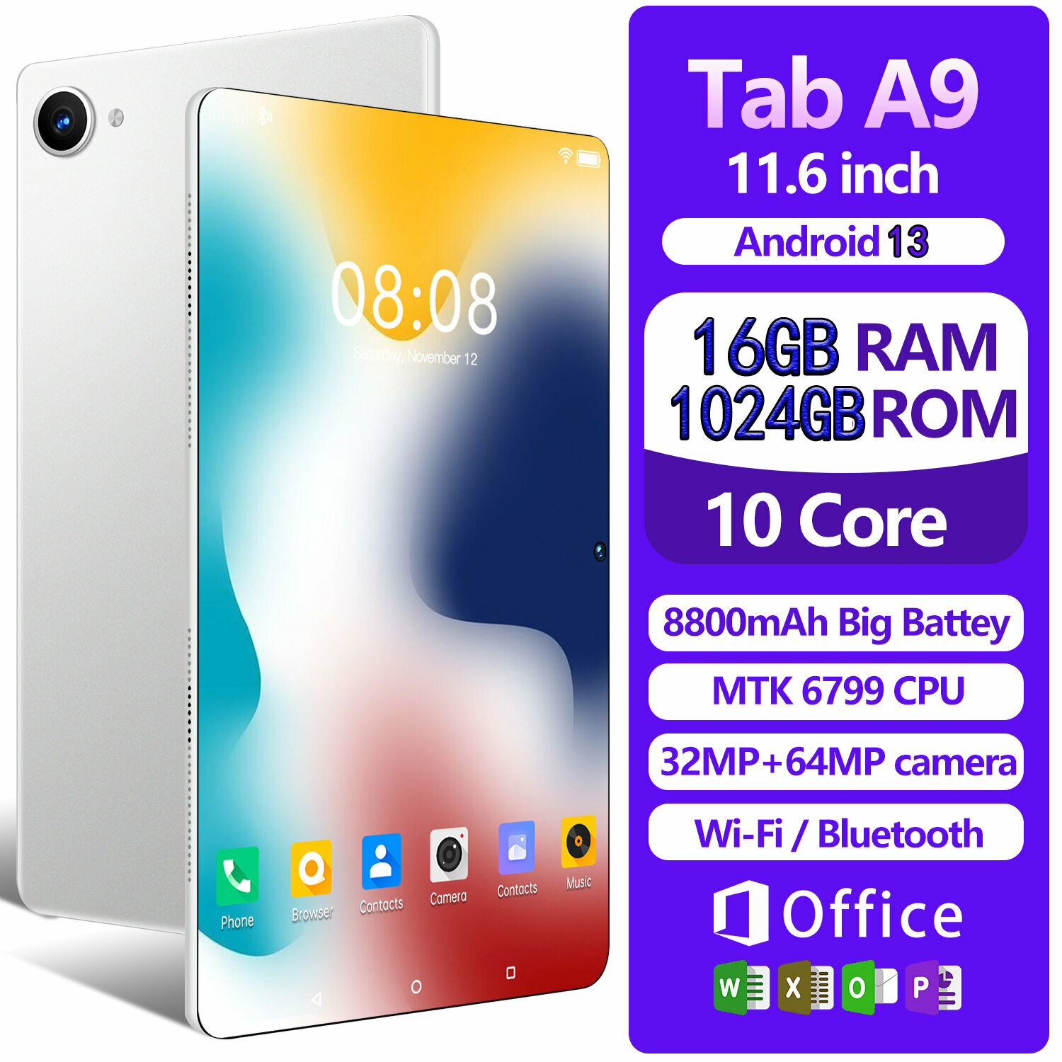 Планшет TABA9, экран 11.6 дюйма, разрешение 2560x1600, Android 13 16/1024GB