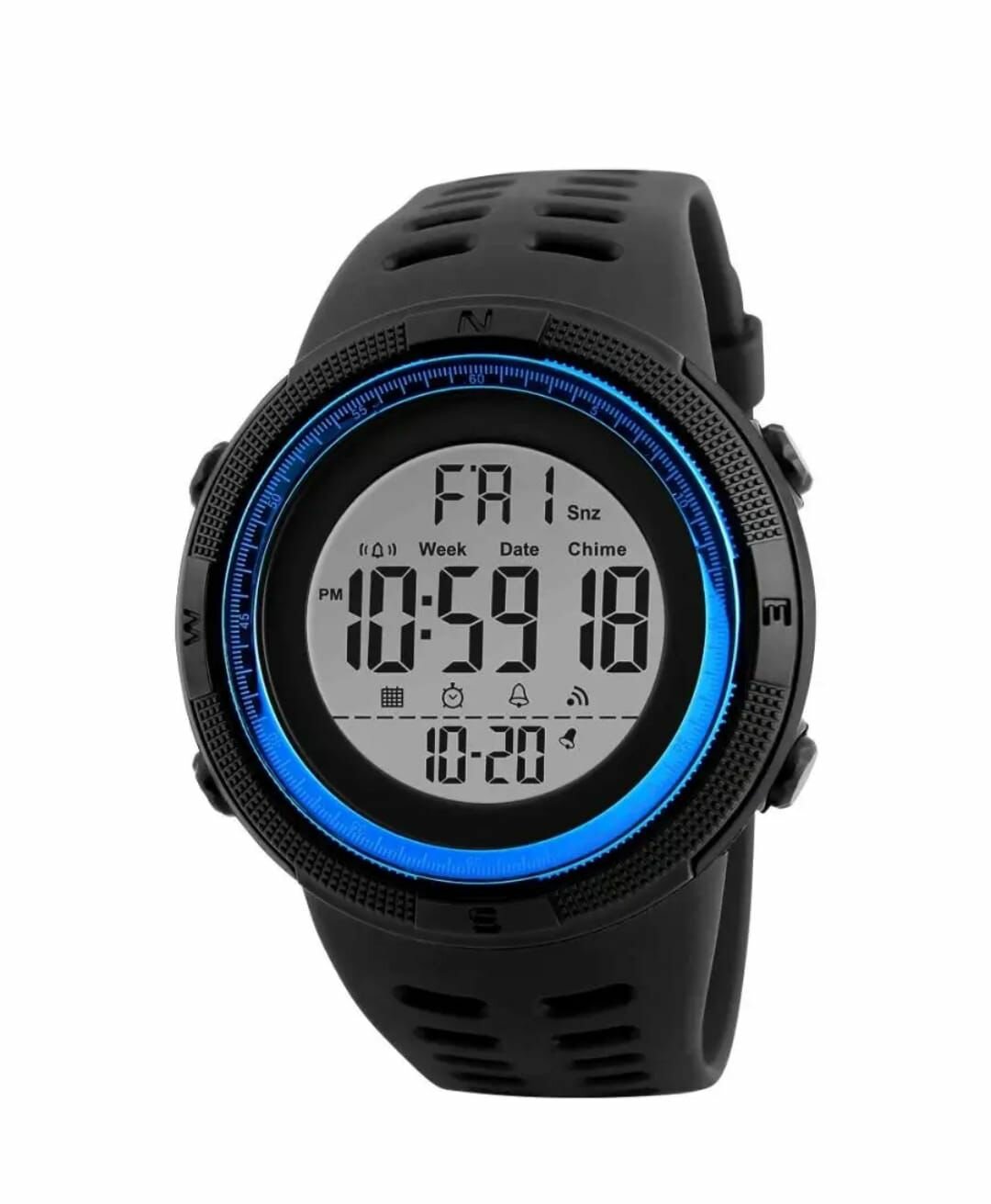 Часы спортивные SKMEI-1251, c белым экраном, с секундомером, будильником, таймером, водонепроницаемые