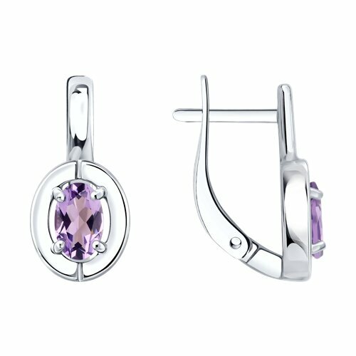 Серьги, серебро, 925 проба, родирование, аметист