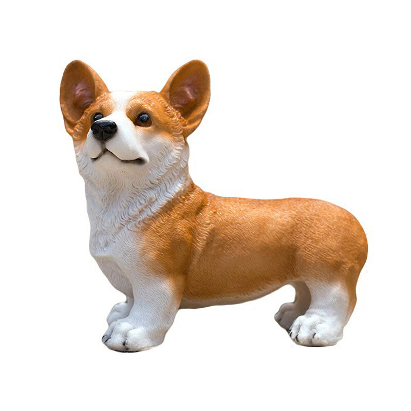 Dog Statue Vivid Cute Style Small Compact Resin Material Corgi Ornament for Gardens Indoor Desks Yellow