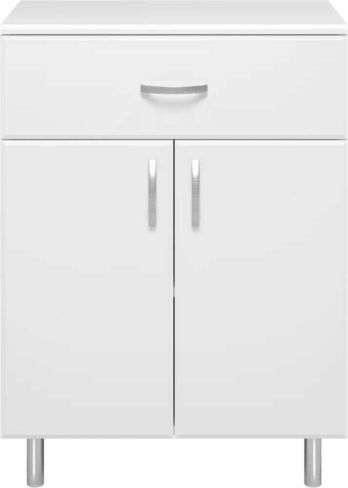 Тумба Misty Люси 60 подвесная, напольная, 60 см, белая, глянцевая, тумба для ванной, из МДФ, с выдвижными ящиками, с дверками