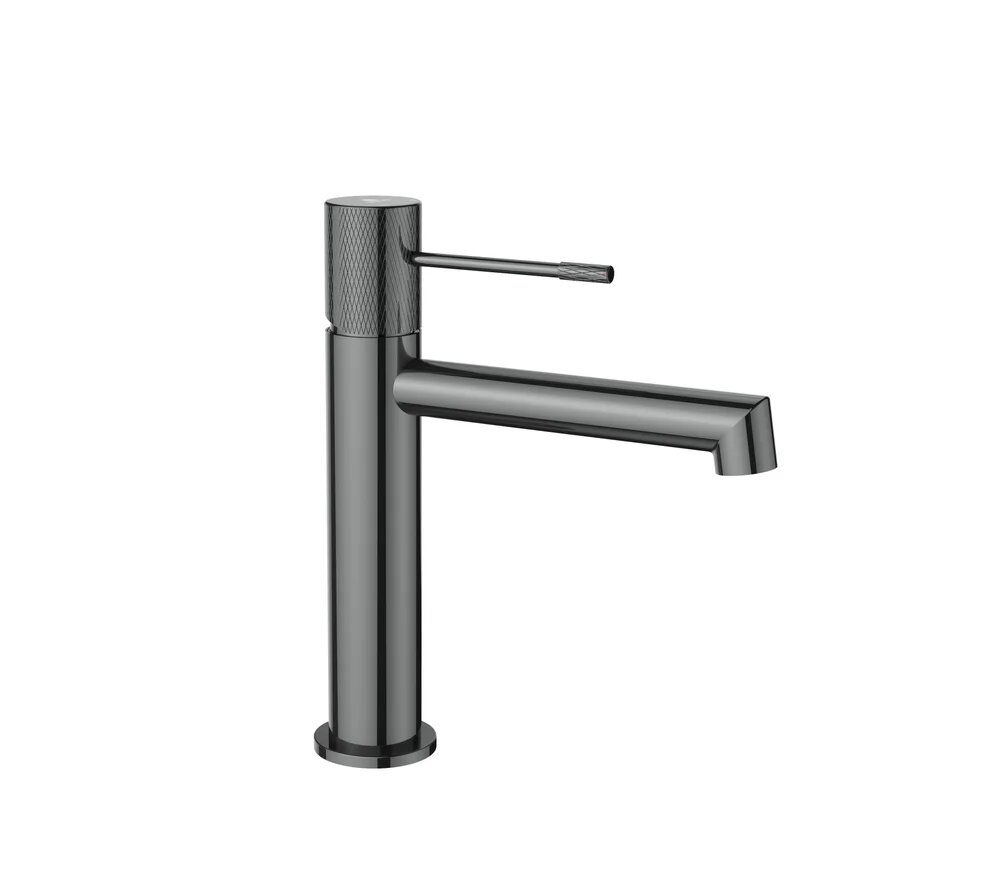 Смеситель для раковины Vincea Desire VBF-1D1GM вороненая сталь, глянцевый, кран для ванной в раковину, из латуни, рычажный, с керамическим картриджем