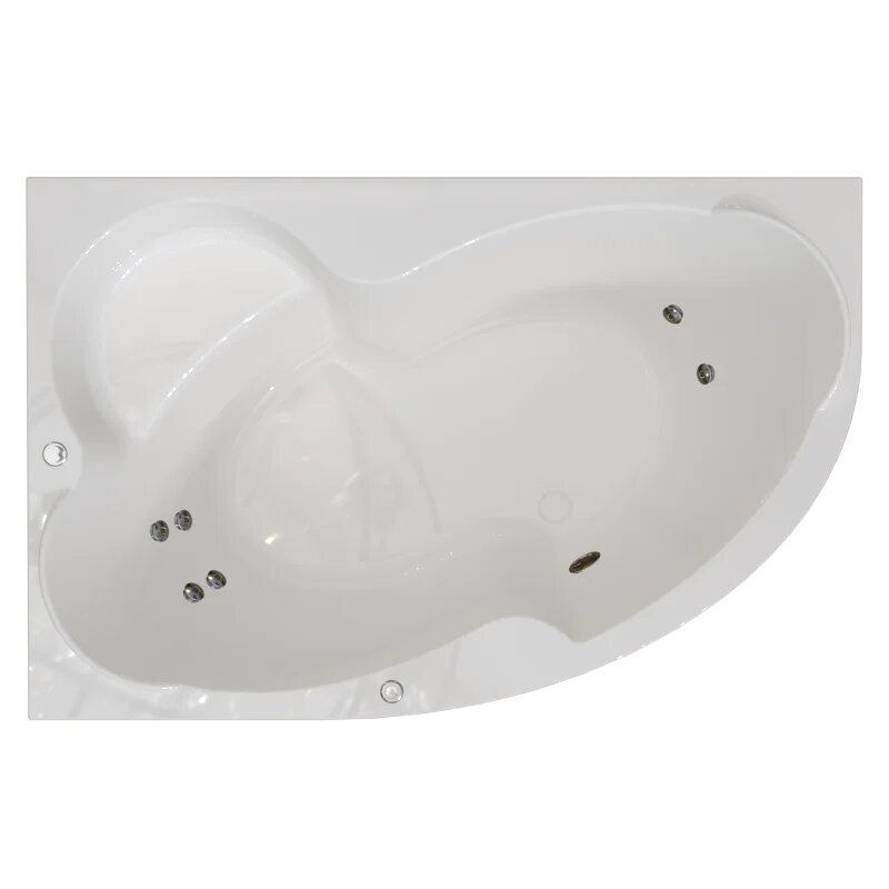 Акриловая ванна Radomir Ирма Стандарт 160x105, с каркасом, с экраном, угловая, левая, пристенная, белая, глянцевая, асимметричная, с сиденьем, с гидромассажем