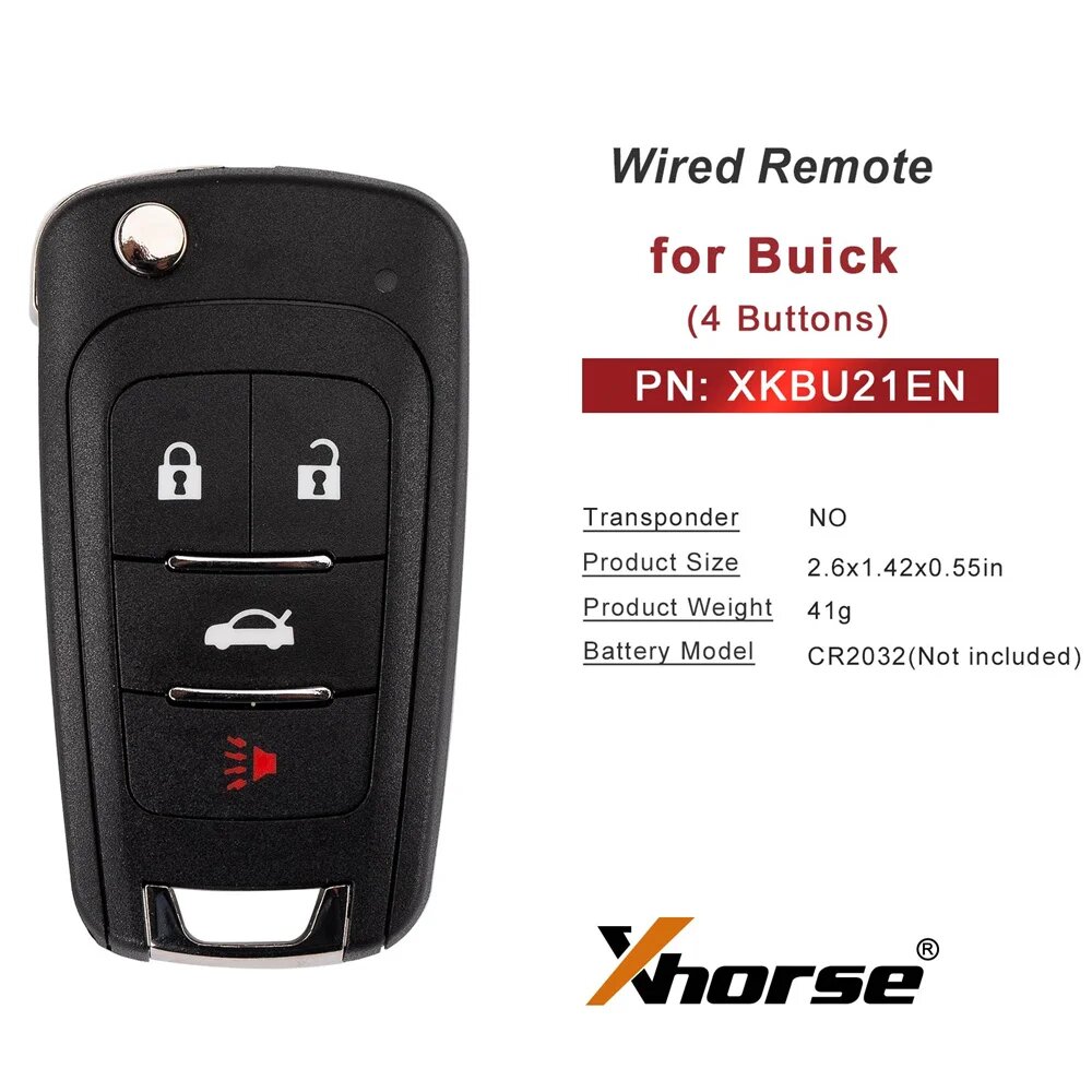 Xhorse XKBU21EN проводной дистанционный ключ 2-го поколения для GM Flip Type 4 кнопки 5 шт./лот