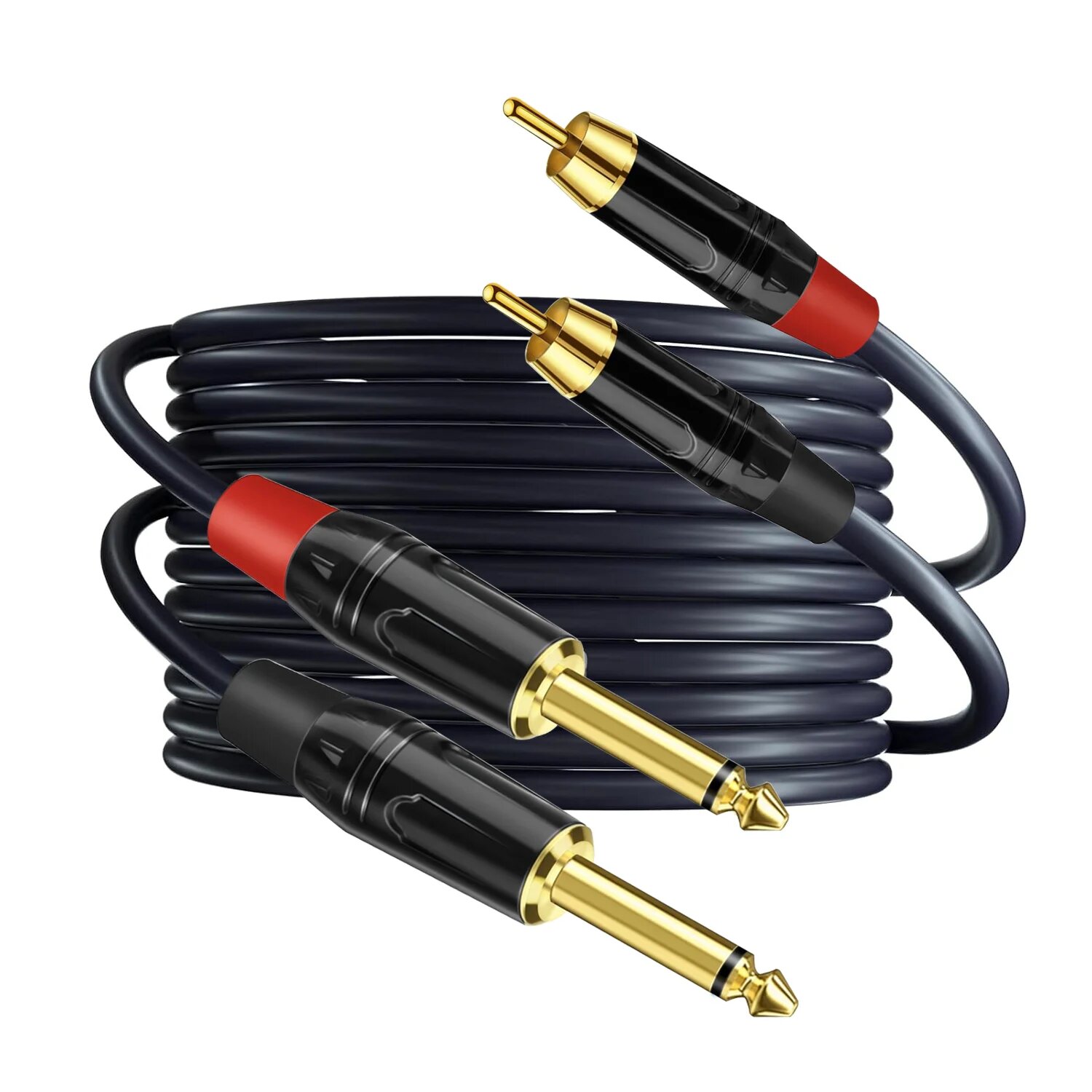 Кабель RCA к 6,35 мм, двойной RCA к двойному 1/4-дюймовому TS, стереоаудио соединительный кабель, патч-корд для усилителя динамика, микшера, ТВ и т. д. 5 м