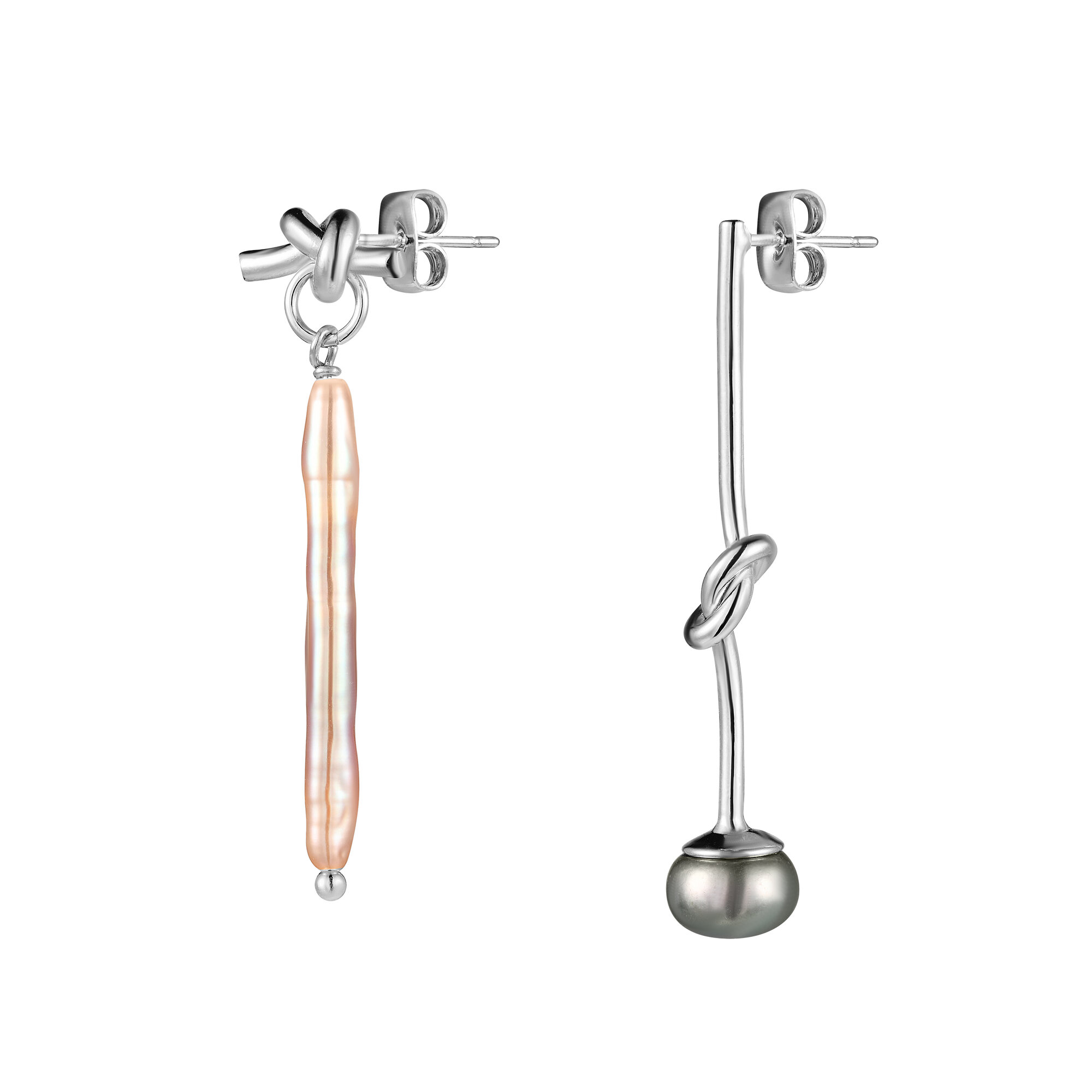 Серьги пусеты, жемчуг пресноводный культивированный