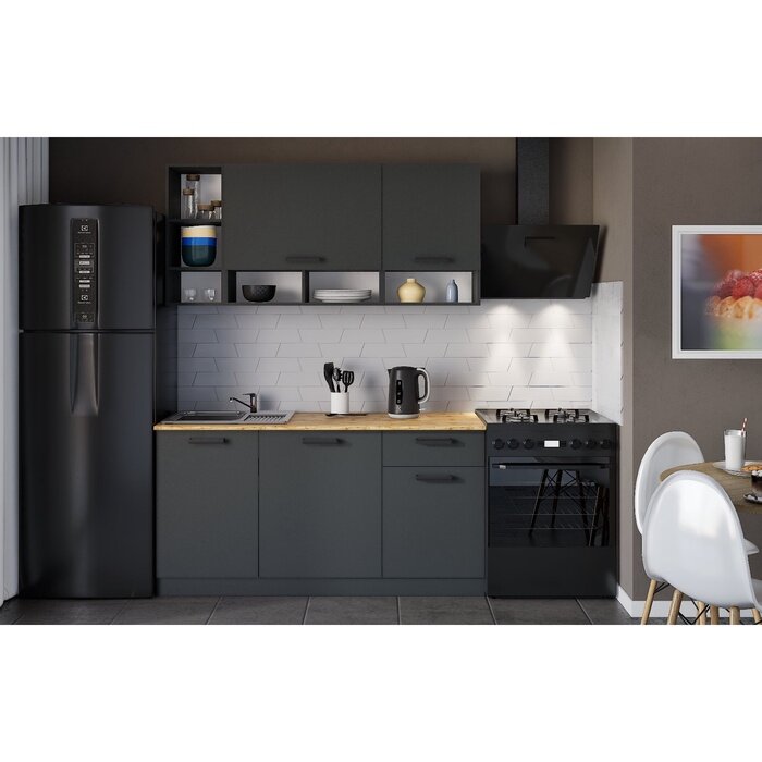 Кухонный гарнитур прямой «Варвара», 1600×600 мм, цвет графит