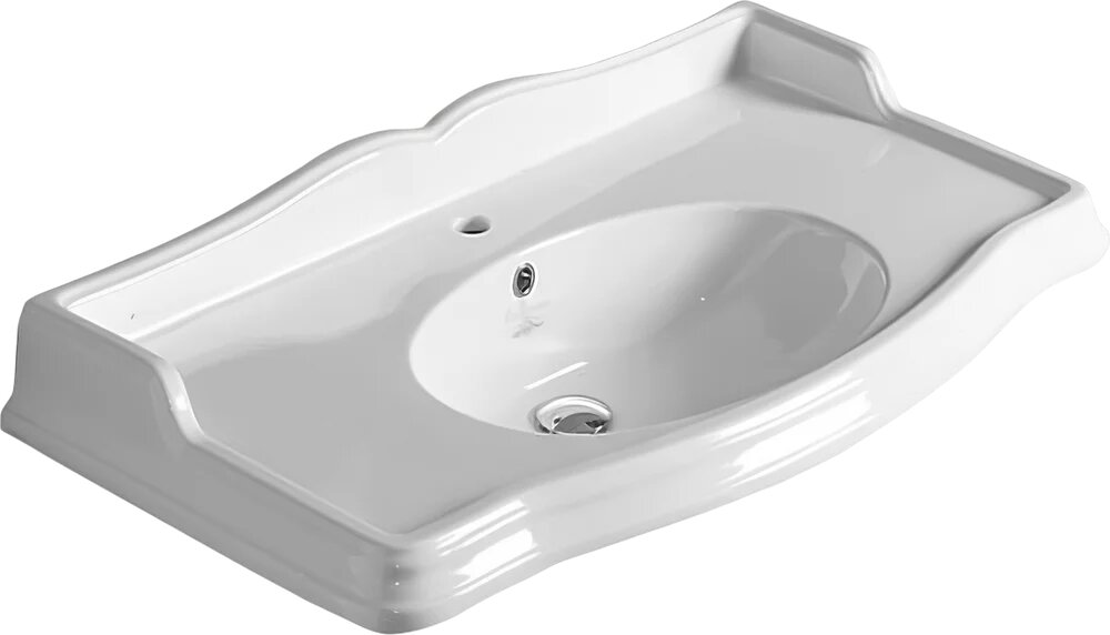 Раковина подвесная Simas Arcade AR 864 90 фарфоровая, раковина для ванной, белая, прямоугольная, со встроенным сливом-переливом, в ретро стиле