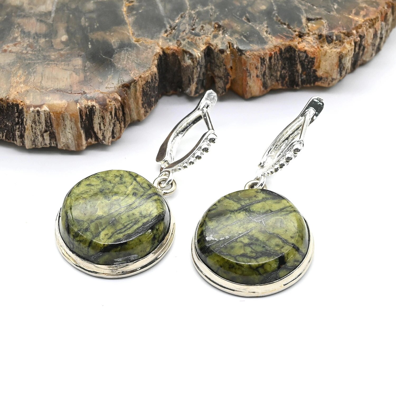 Серьги, змеевик