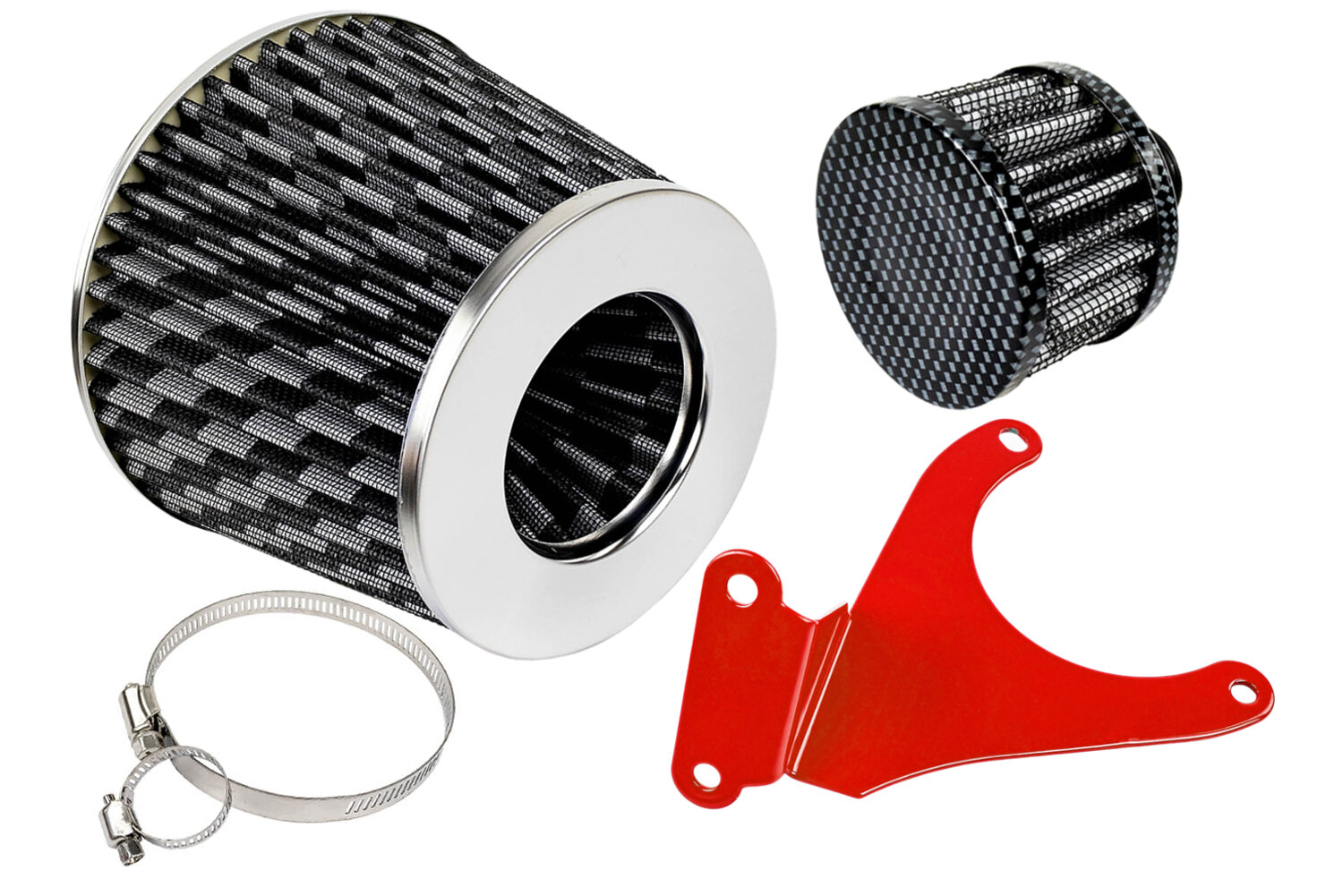 Возд. и картер. фильтры MR под карбон с красн. кроншейном на 16кл ВАЗ 2110-12, 2113-2114 Супер-Авто Гранта Калина Приора