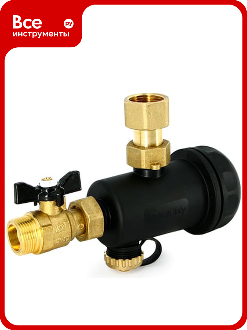 Магнитный, Uni-Fitt, фильтр-грязеуловитель для котла Uni-Fitt 3/4" пластик чёрный 215B3000, нержавеющая сталь